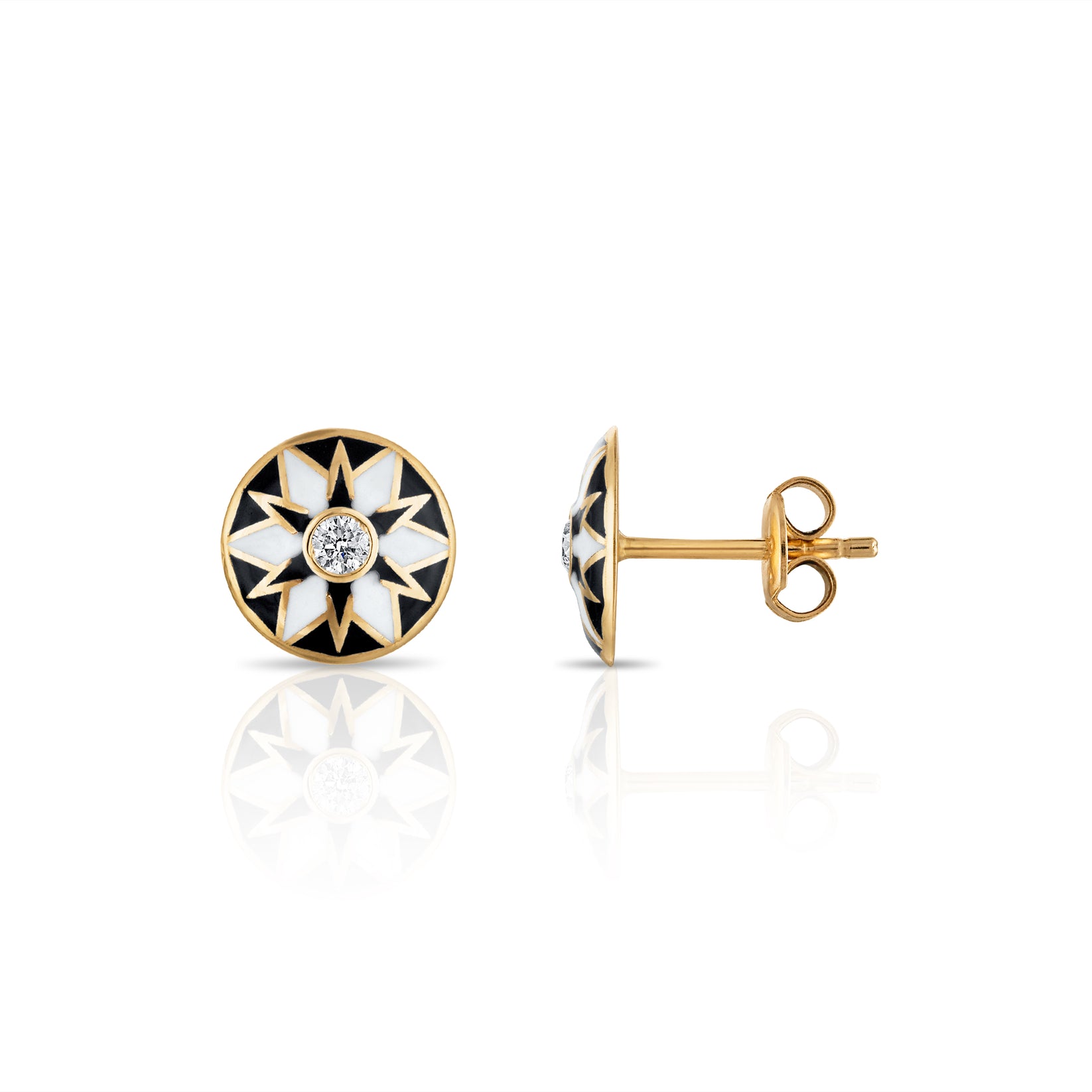 Sadaf Mosaic Diamond Round Stud – ZAHN-Z
